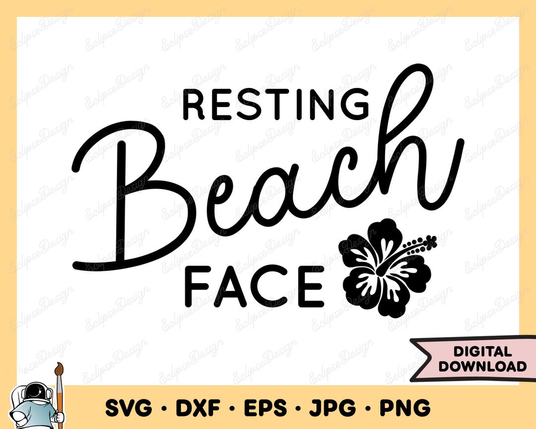 Resting Beach Face SVG Beach PNG Tropical Summer Vacation Clip Art Cut ...