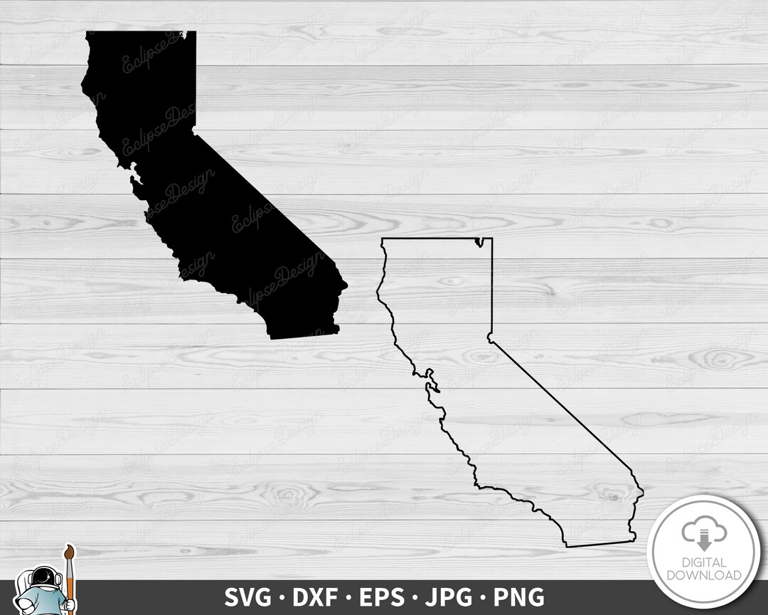 California SVG State Clip Art Cut File Silhouette Dxf Eps Png Jpg ...