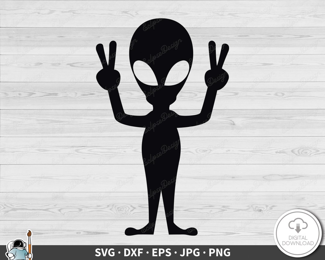 Alien Peace Sign SVG Clip Art Cut File Silhouette Dxf Eps Png Jpg ...