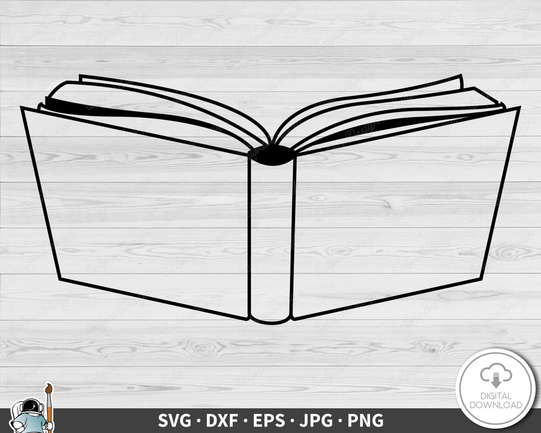 Open Book Reading SVG Clip Art Cut File Silhouette Instant Digital ...