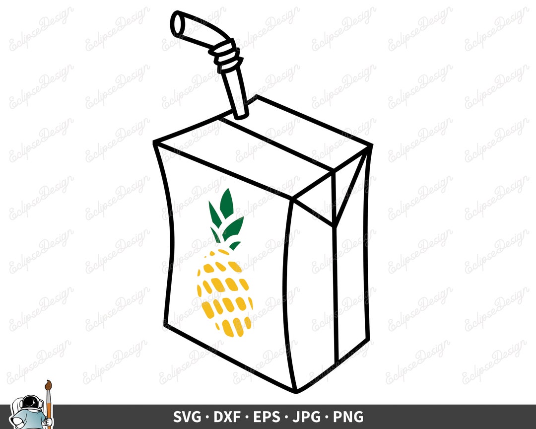 Pineapple Juice Box SVG Clip Art Cut File Silhouette Dxf Eps - Etsy