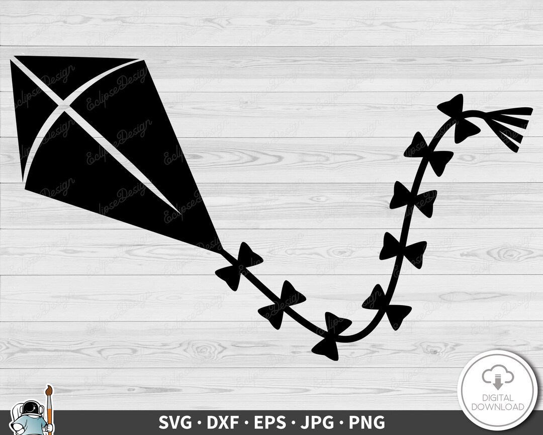 Flying Kite SVG Clip Art Cut File Silhouette Instant Digital Download ...