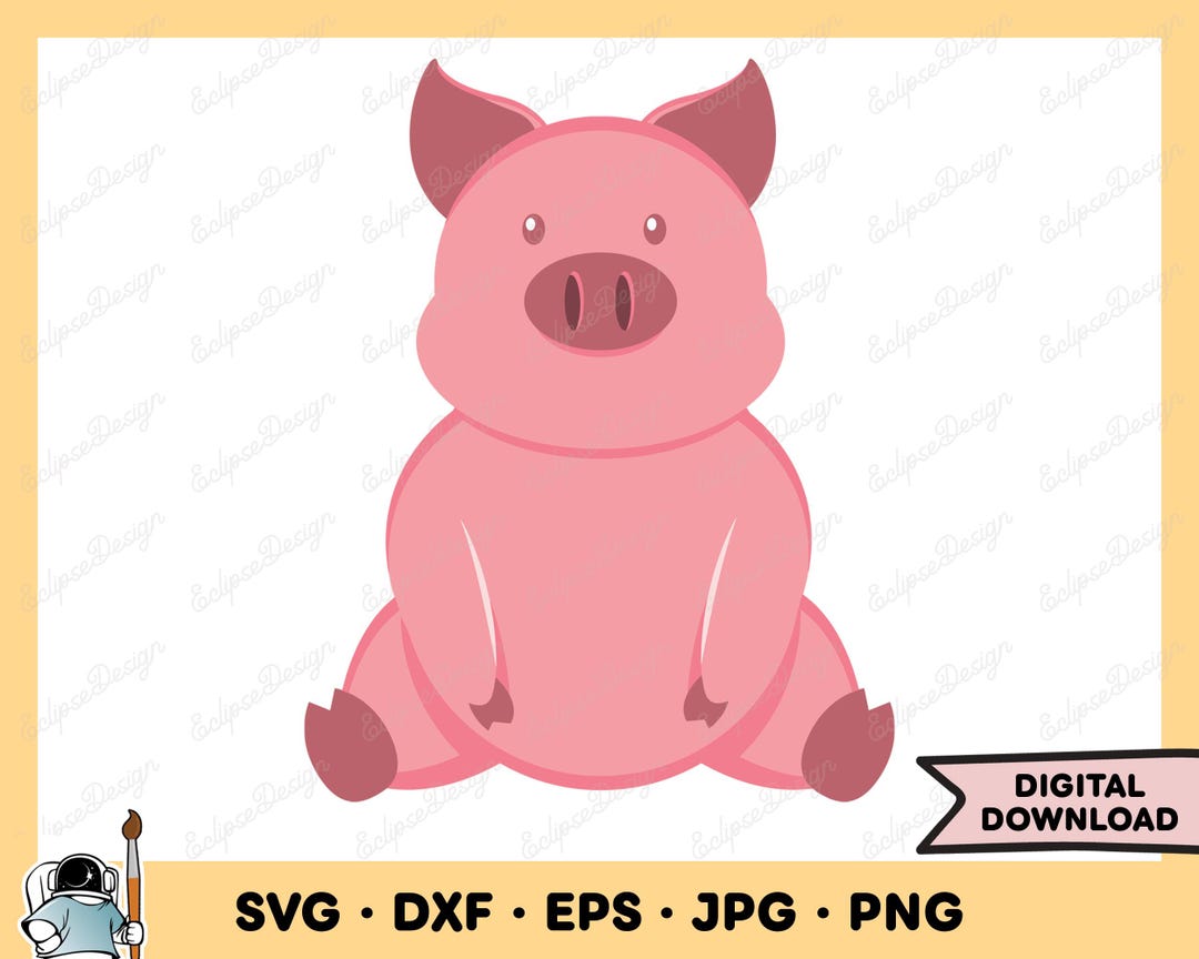 Sitting Pig SVG Pig PNG Pork Farmer Clip Art Cut File Silhouette ...
