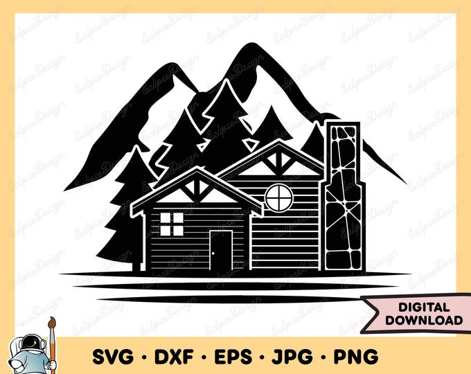 Hunting Cabin Svg, Cabin SVG, Outdoor Svg Cabin Silhouette in Forest ...