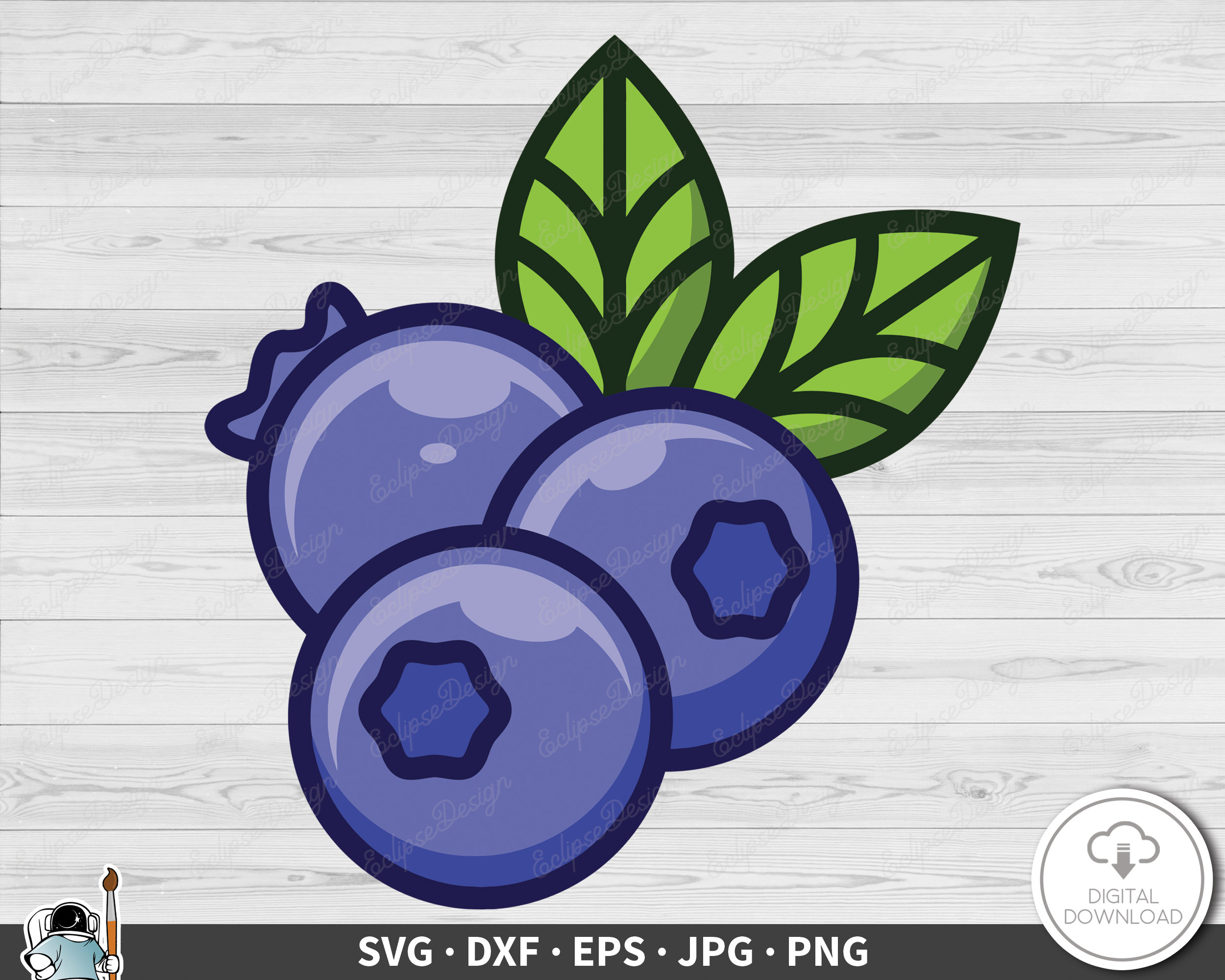Single Blueberry Clipart