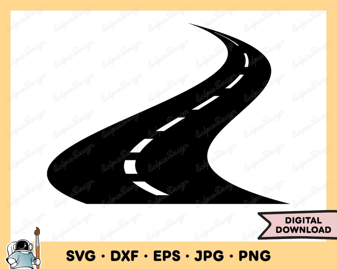 Road Swerve SVG Road PNG Driving Clip Art Cut File Silhouette Instant ...