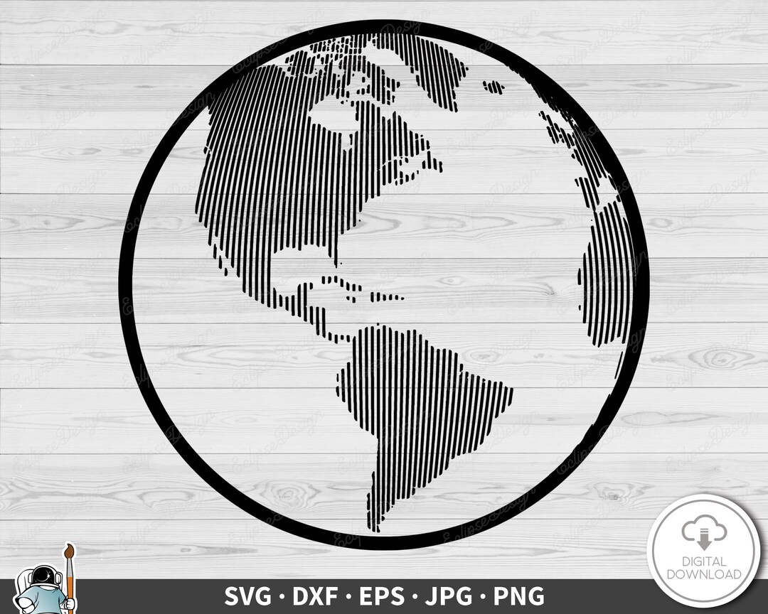 Planet Earth SVG Globe Clip Art Cut File Silhouette Instant Digital ...