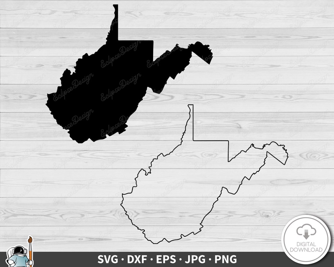 West Virginia SVG State Clip Art Cut File Silhouette Instant Digital ...