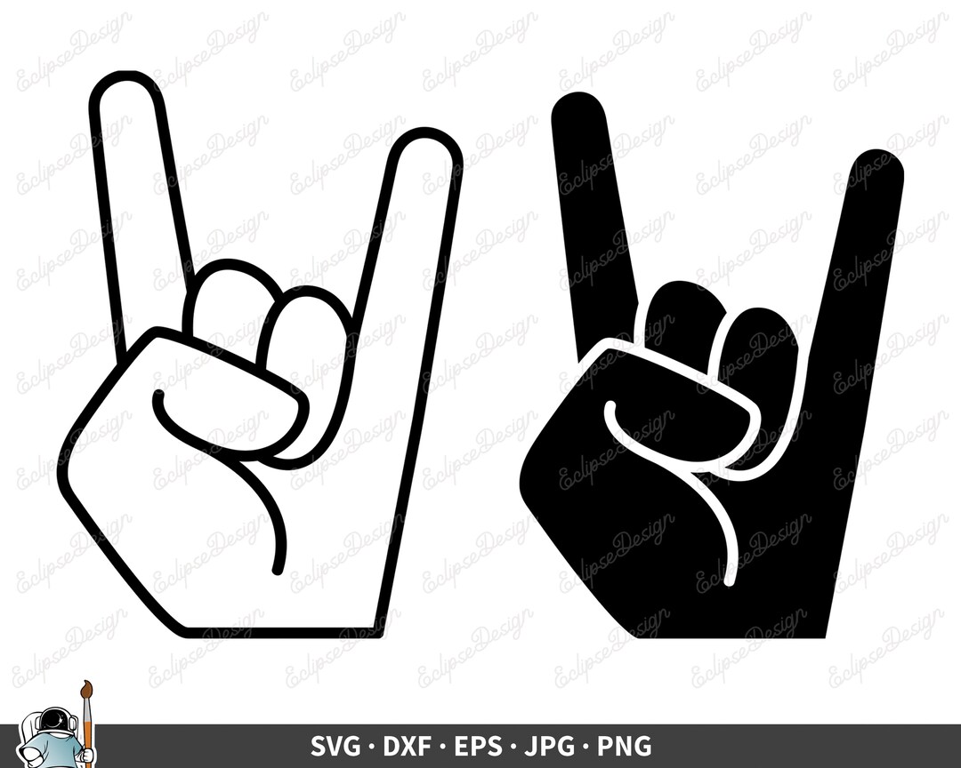Rock Hand SVG Band Musician Clip Art Cut File Silhouette Dxf - Etsy
