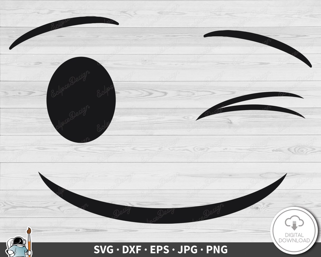 Winking Eye Smile Face SVG Clipart PNG (instant Digital Download) - Etsy