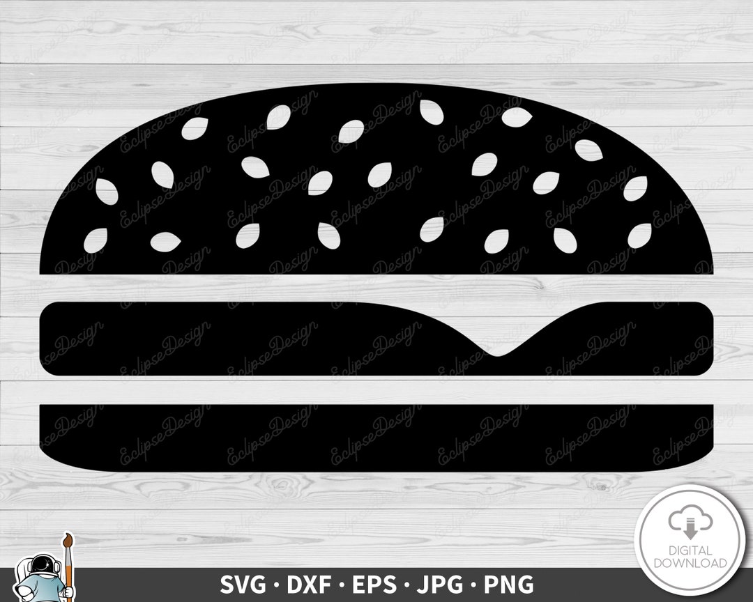 Burger Icon SVG Hamburger Clip Art Cut File Silhouette dxf - Etsy Portugal