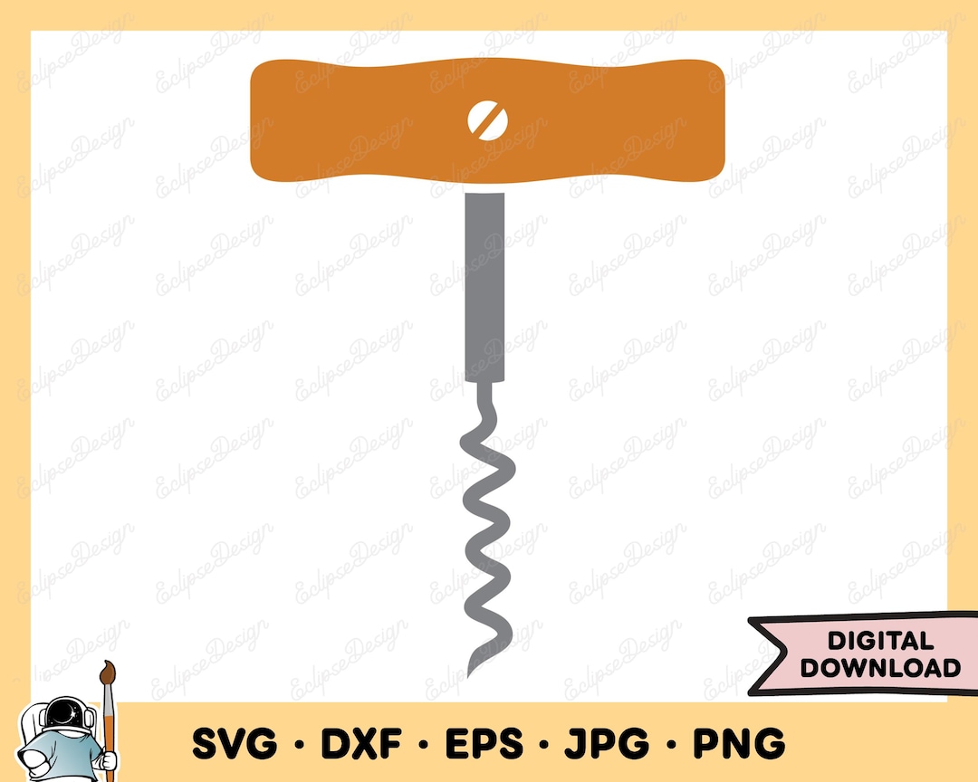 Corkscrew Wine Bottle SVG Corkscrew Clip Art Corkscrew SVG Cut File ...