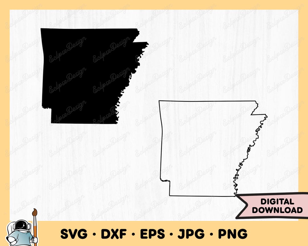 Arkansas SVG State Clip Art Arkansas Cut File Arkansas Map Silhouette ...
