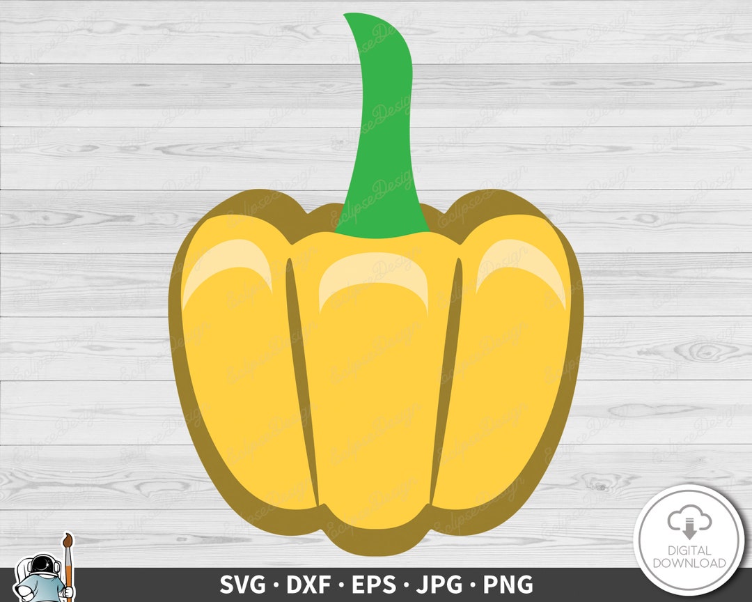 Yellow Bell Pepper SVG Clip Art Cut File Silhouette Dxf Eps Png Jpg ...