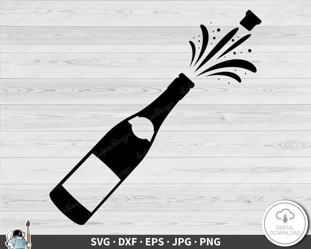 Champagne Bottle SVG Clip Art Cut File Silhouette Dxf Eps Png Jpg ...