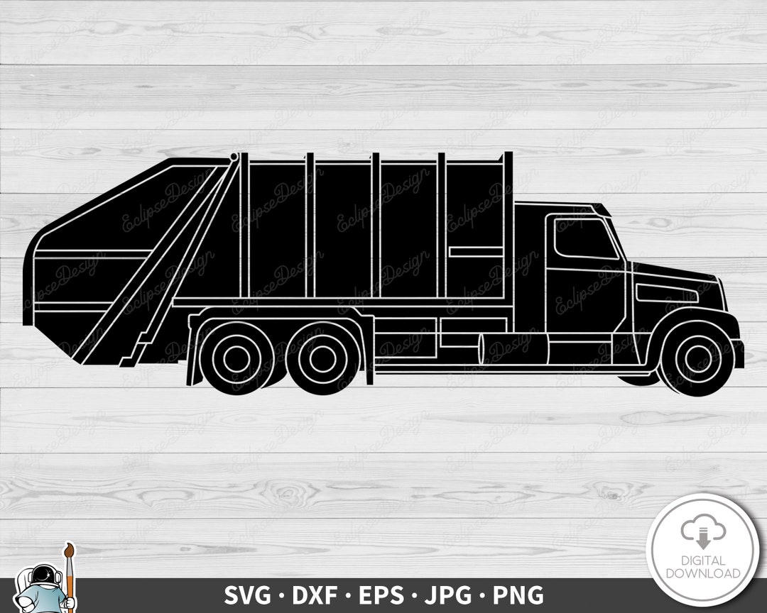 Garbage Truck SVG Clip Art Cut File Silhouette Instant Digital Download ...