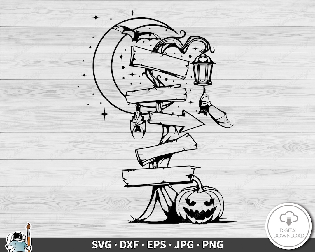 Spooky Sign Posts SVG Halloween Clip Art Cut File Silhouette Instant ...