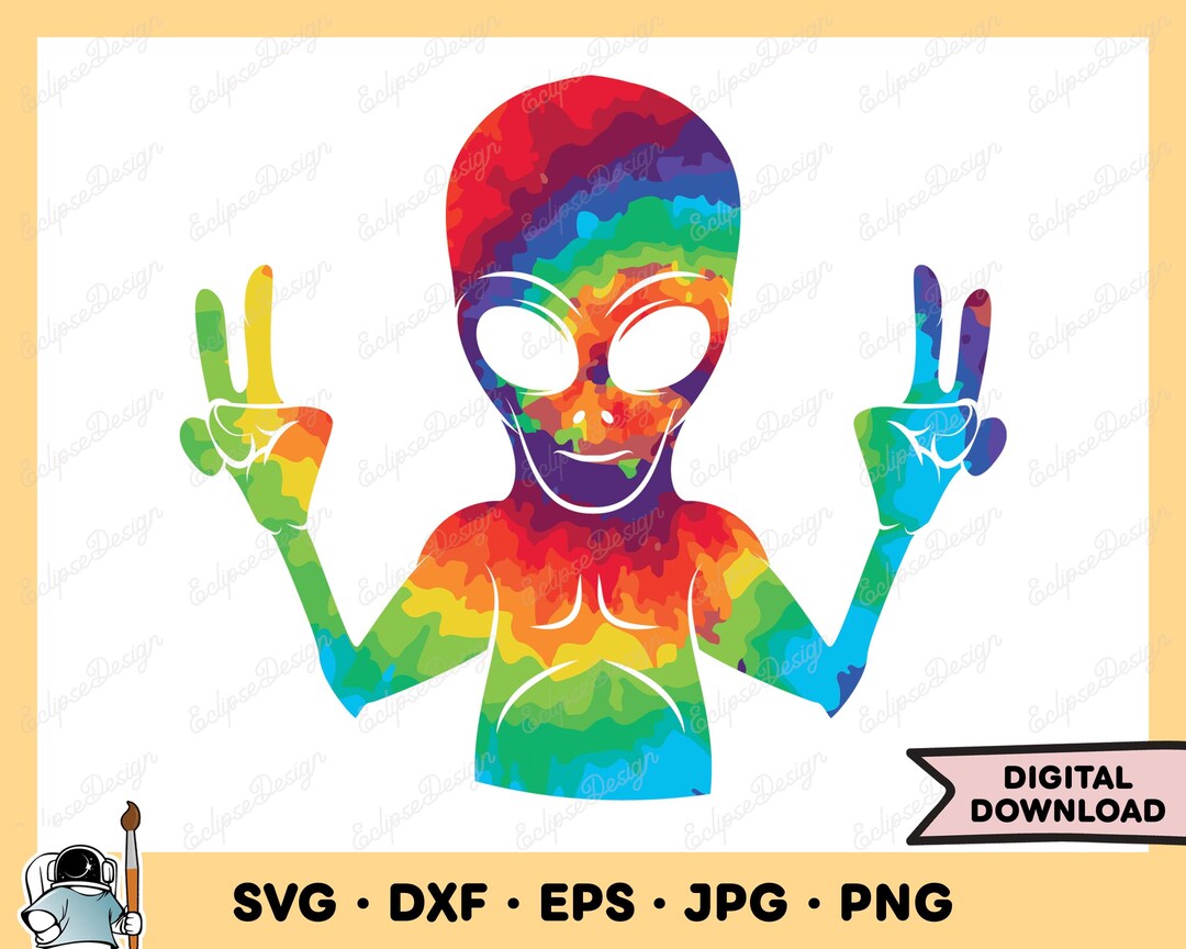 Tie Dye Alien SVG Clipart PNG (instant Digital Download) - Etsy
