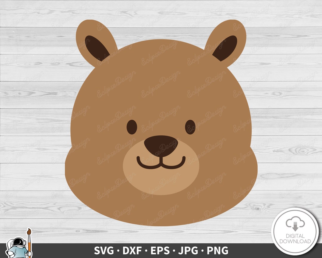 Bear Face SVG Clip Art Cut File Silhouette Dxf Eps Png Jpg Instant ...