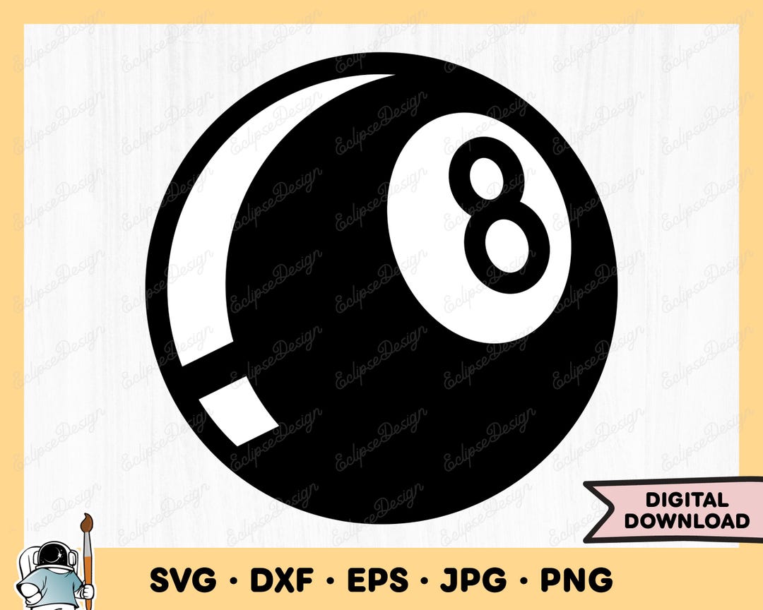 8 Ball Pool Billiards SVG Clip Art Cut File Silhouette Instant Digital ...