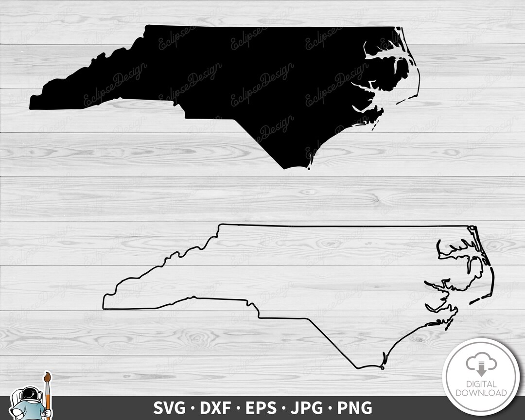 North Carolina SVG State Clip Art Cut File Silhouette Instant Digital ...