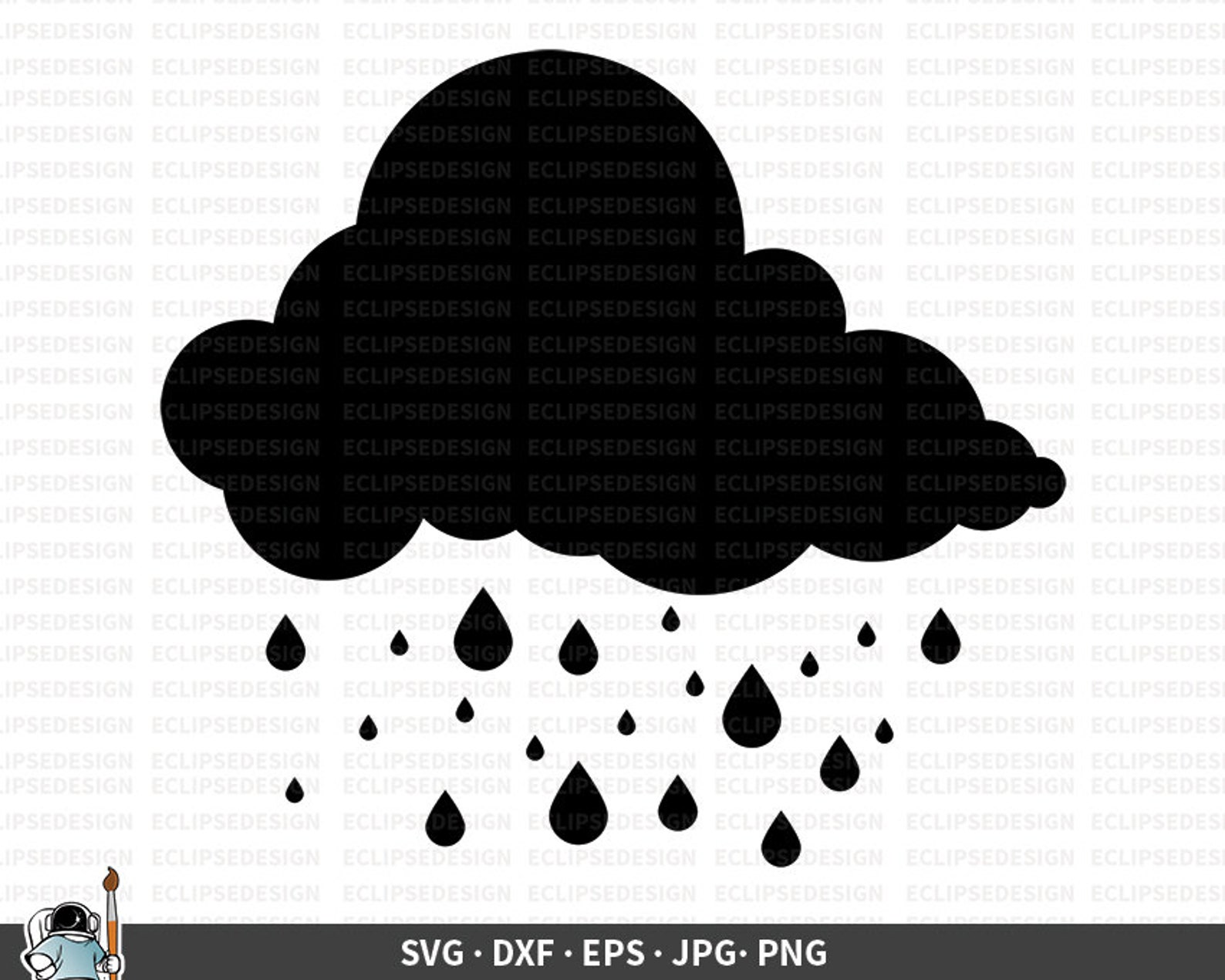 Cloud SVG Rain Vector Raining Clipart Raincloud Cricut | Etsy