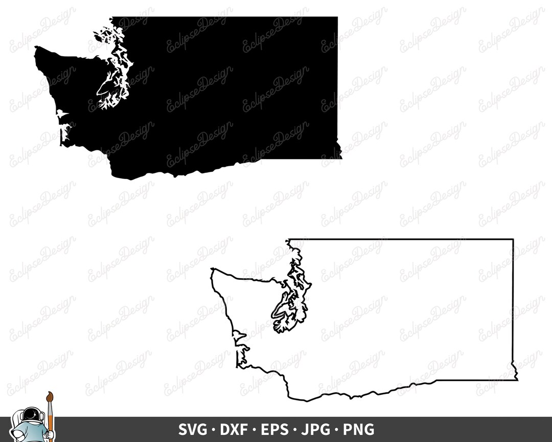 Washington SVG State Clip Art Cut File Silhouette Dxf Eps - Etsy