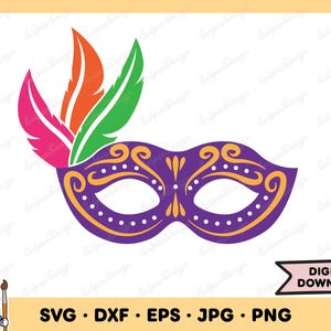 Mardi Gras Mask SVG Masquerade PNG Mardi Gras Clip Art Cut File ...