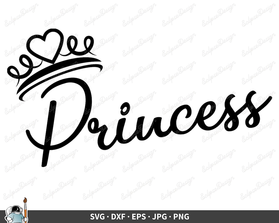 Princess Script SVG Clip Art Cut File Silhouette Dxf Eps Png - Etsy