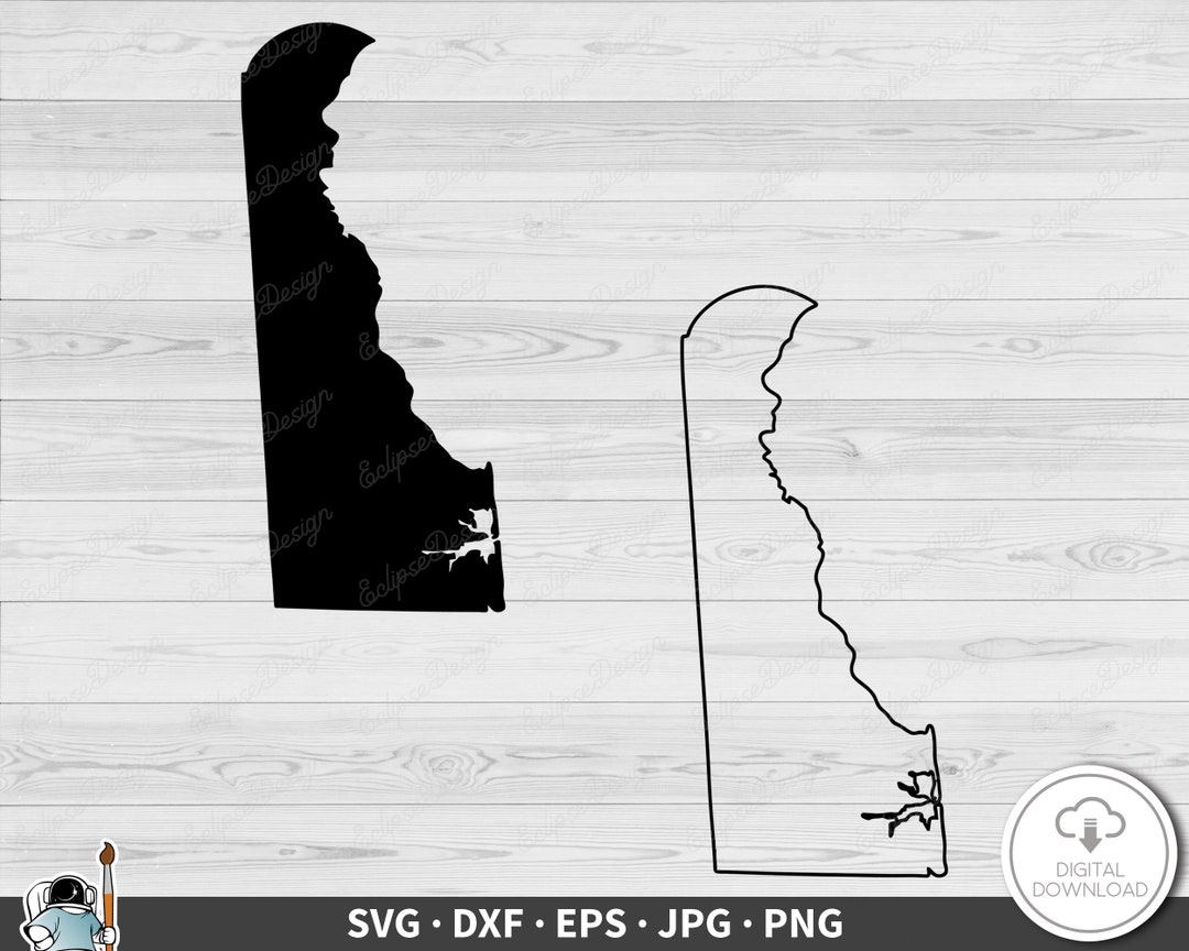 Delaware SVG State Clip Art Cut File Silhouette Dxf Eps Png Jpg Instant ...