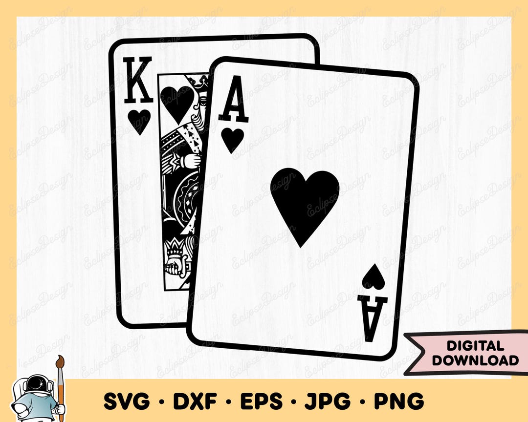 Ace King of Hearts Playing Cards SVG Clip Art Cut File Silhouette ...