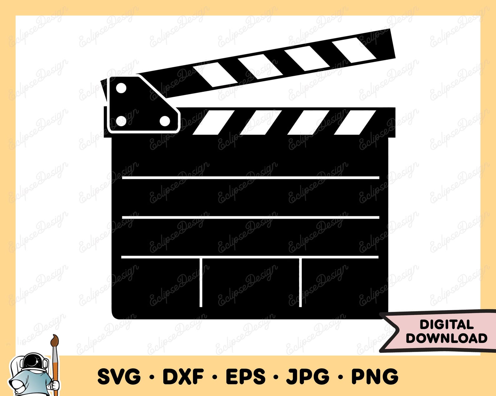 Movie Clapboard Hollywood SVG Clipart PNG (instant Digital Download) - Etsy