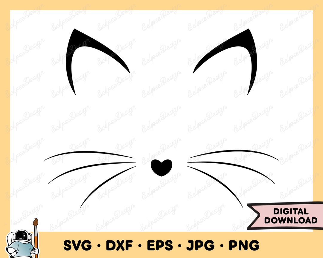 Cat Face SVG Cat Face Clip Art Cat Face Cut File Silhouette Instant ...