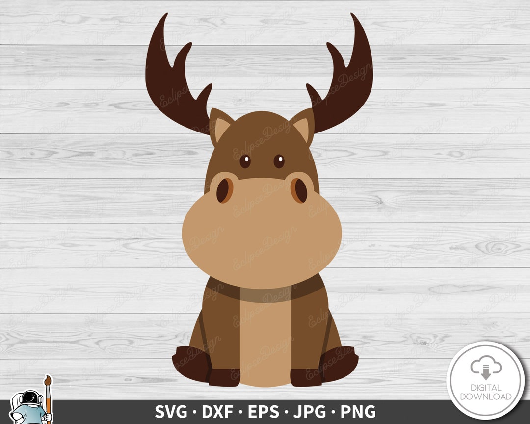 Cute Baby Moose SVG Clip Art Cut File Silhouette Dxf Eps Png Jpg ...