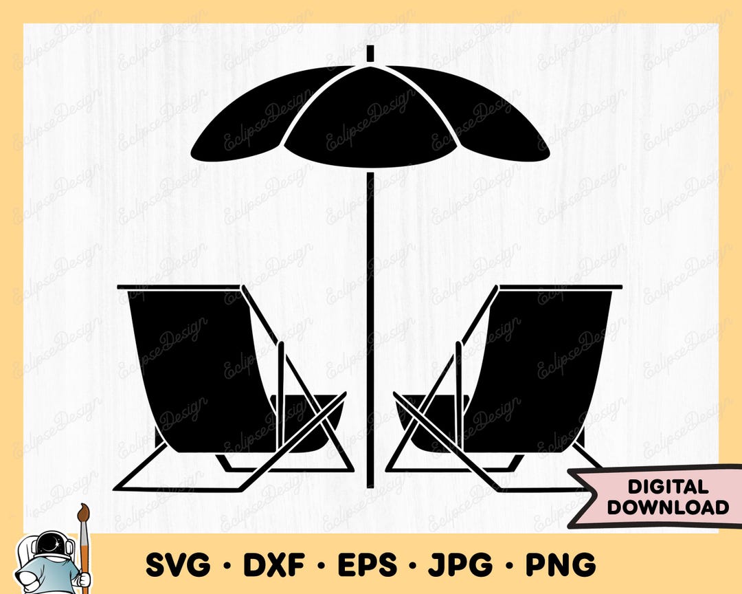 Beach Chairs SVG Vacation Clip Art Beach Cut File Beach SVG Silhouette ...