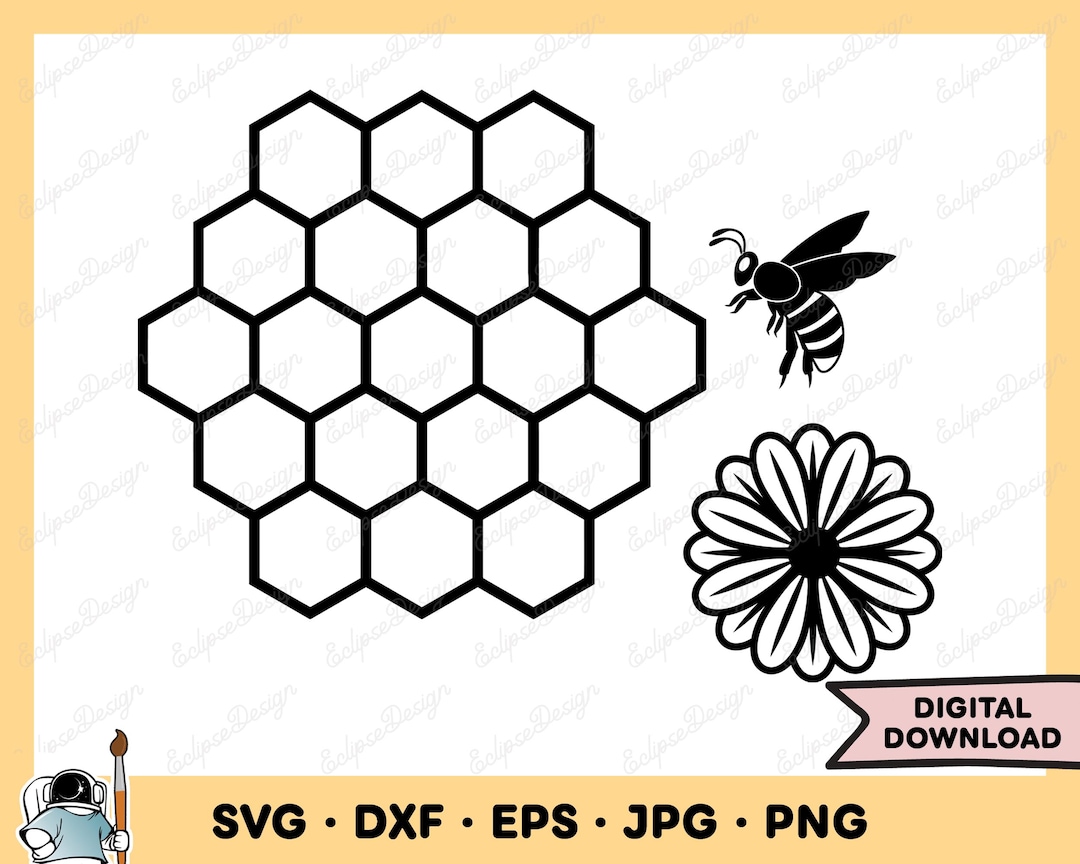 Honeycomb Bee SVG Honeycomb PNG Honey SVG Honeycomb Clip Art Cut File Silhouette Instant Digital ...