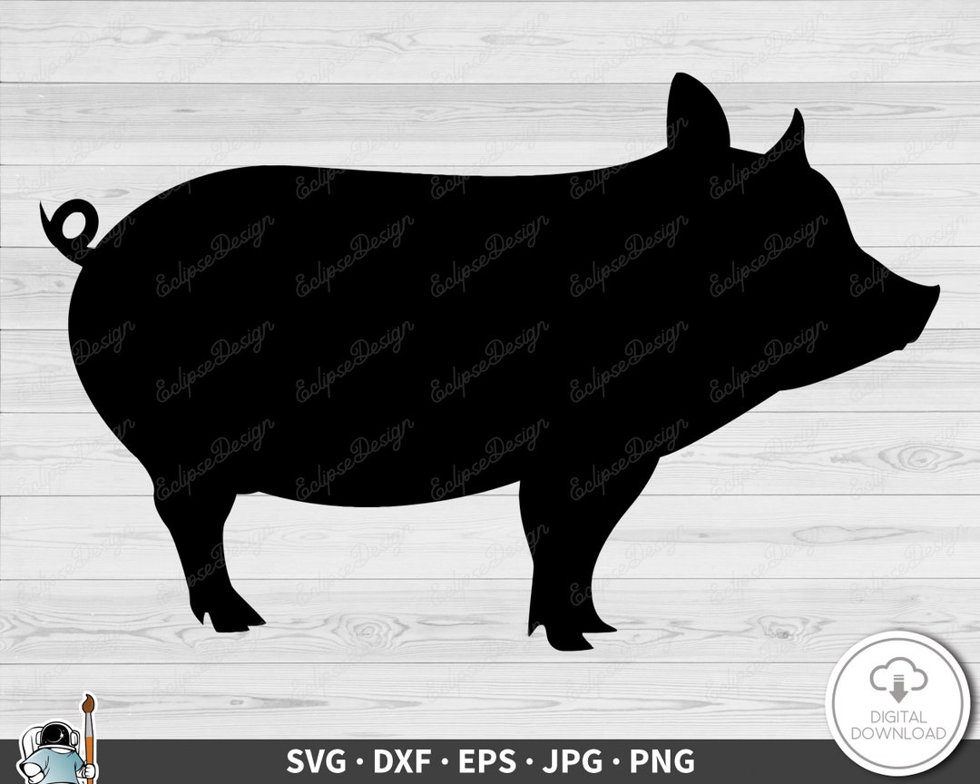 Silueta de cerdo SVG Clip Art Cut File Silhouette dxf eps png jpg ...