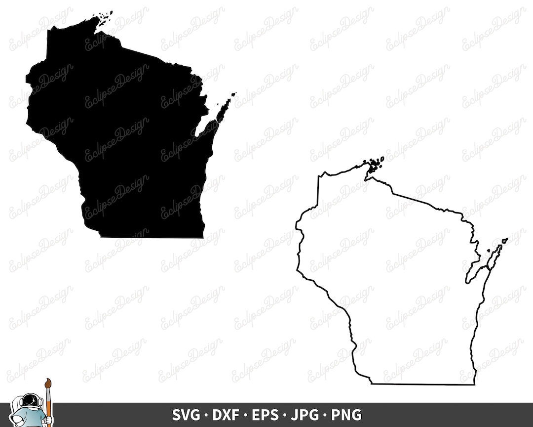 Wisconsin SVG State Clip Art Cut File Silhouette Dxf Eps Png - Etsy
