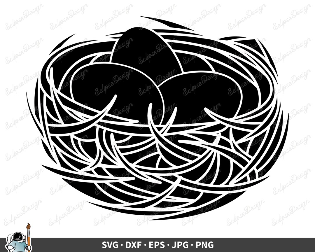 Bird's Nest SVG Clip Art Cut File Silhouette Dxf Eps Png - Etsy