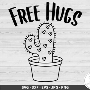 Free Hugs Cactus SVG Clip Art Cut File Silhouette Instant Digital ...