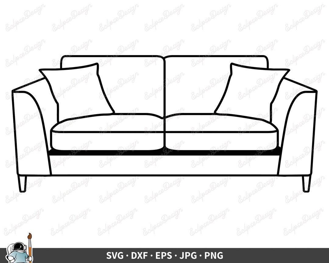 Couch Sofa SVG Clip Art Cut File Silhouette Dxf Eps Png Jpg - Etsy