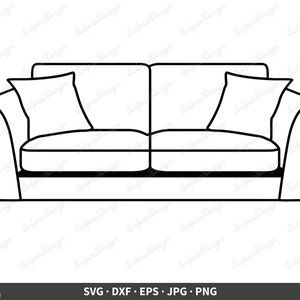 Couch Sofa SVG Clip Art Cut File Silhouette Dxf Eps Png Jpg - Etsy