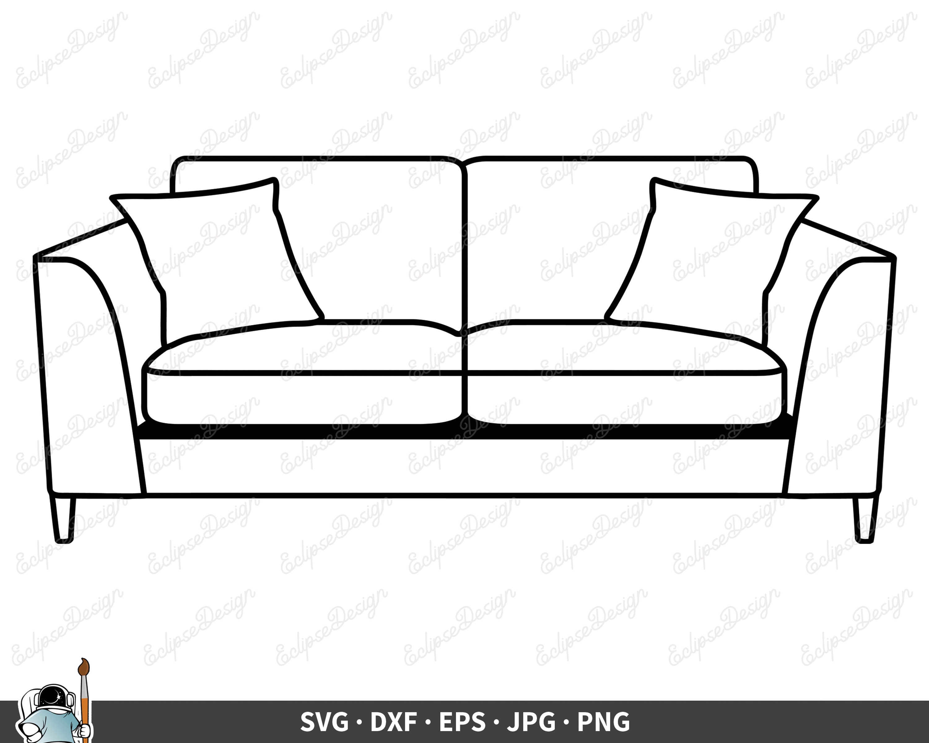 Couch Clipart Black And White