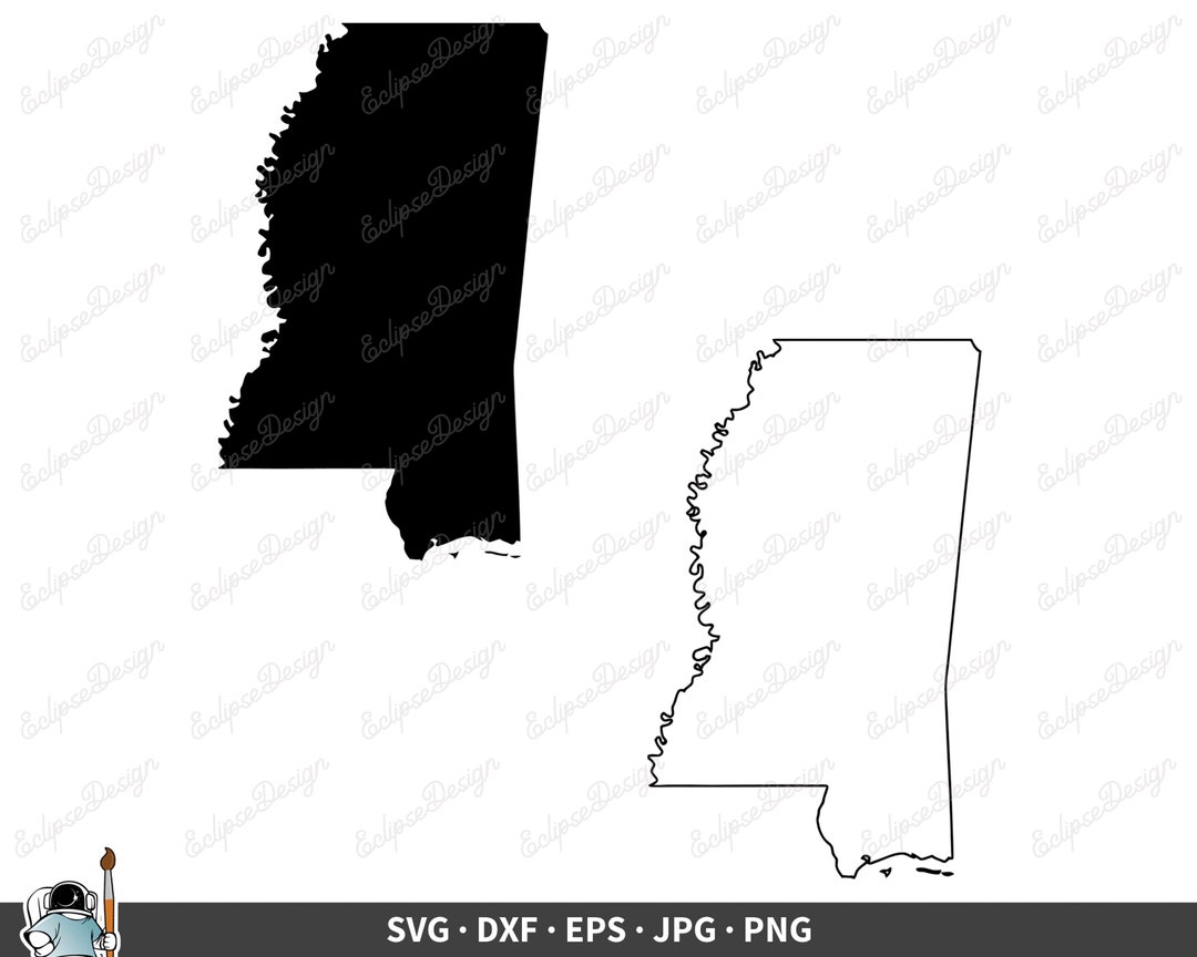 Mississippi SVG State Clip Art Cut File Silhouette Dxf Eps - Etsy