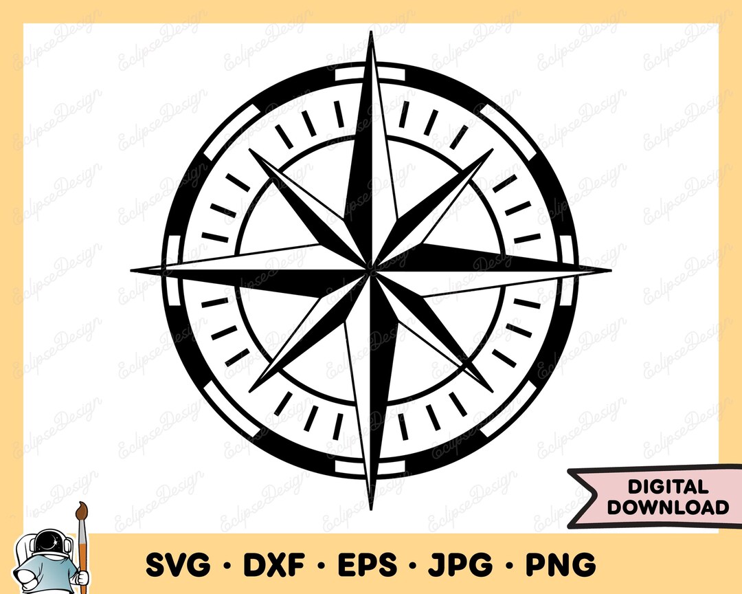 Compass Rose SVG Compass Clip Art Compass SVG Cut File Silhouette ...