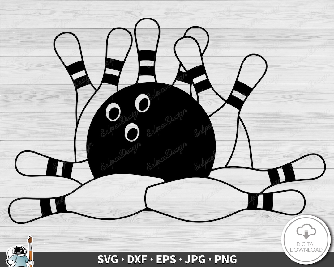 Bowling Ball and Pins SVG Clip Art Cut File Silhouette Dxf Eps Png Jpg ...