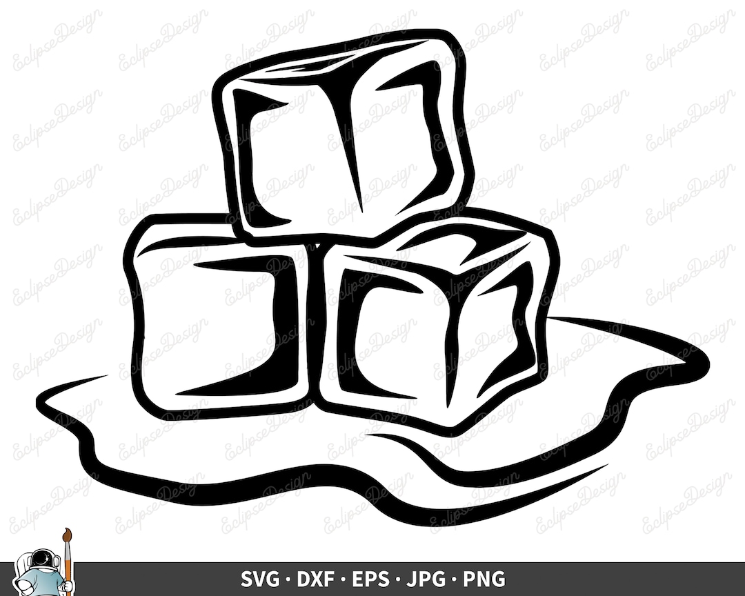 Melting Ice Cubes Svg Clip Art Cut File Silhouette Dxf Eps Etsy