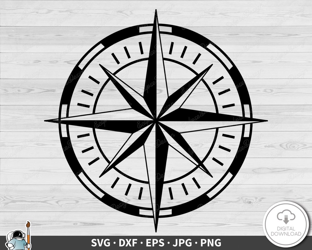 Compass Rose SVG Clip Art Cut File Silhouette Instant Digital Download ...