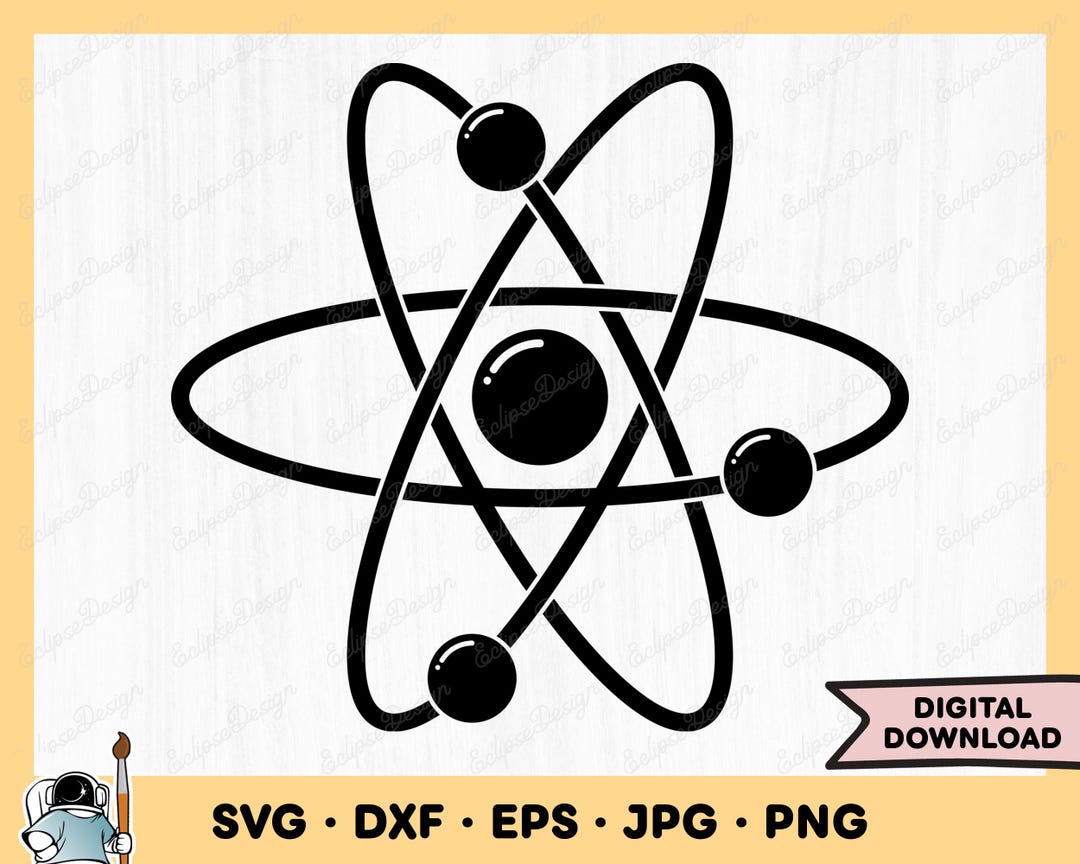 Atom Chemistry Physics SVG Science Clip Art Atom SVG Cut File ...