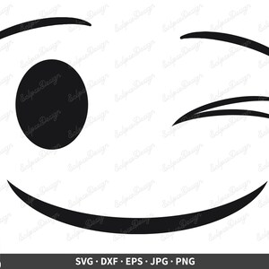 Winking Eye Smile Face SVG Clip Art Cut File Silhouette Dxf - Etsy